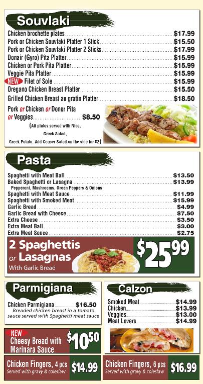 La Bella Pizzeria and Restaurant Menu
